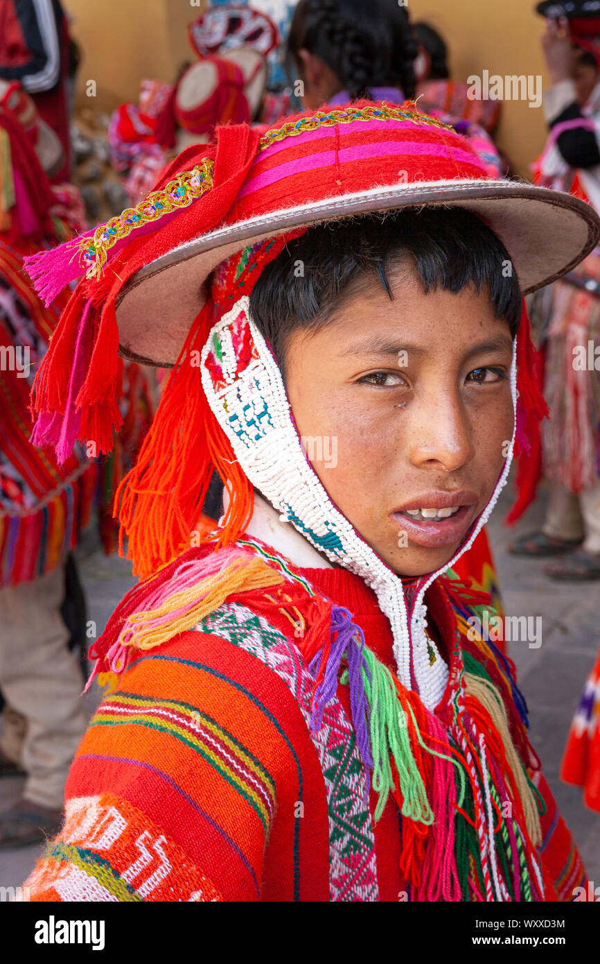 Peruvian teenager dressed with typical clothes from Peru Stock Photo ...