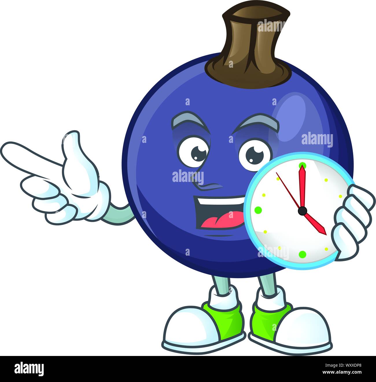 With clock blackcurrant fruit of cartoon character shape Stock Vector ...