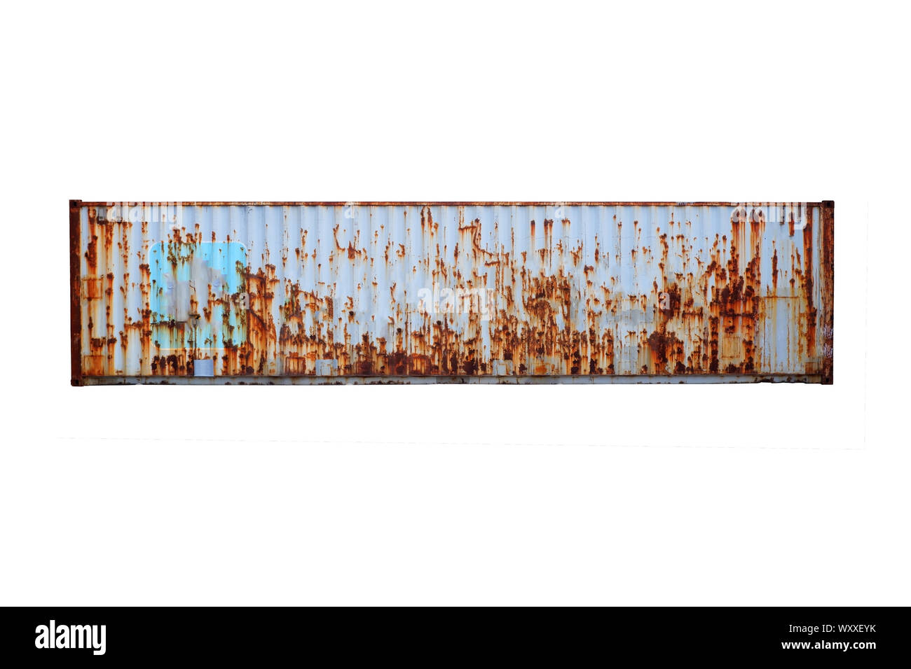 The surface of the container, white sea surface without label, has rust ...