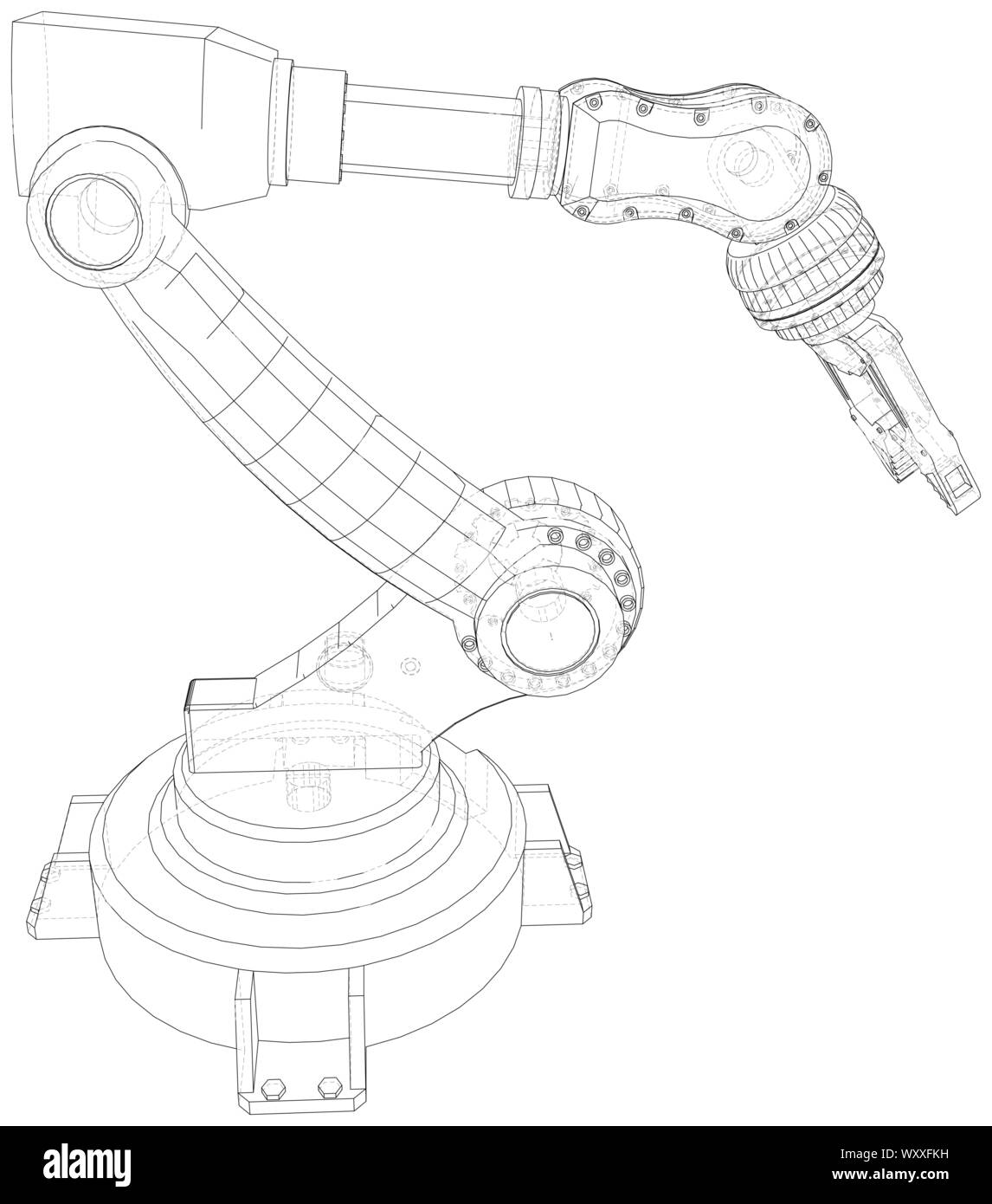 Robot hand wire-frame. Vector illustration. Tracing illustration of 3d ...