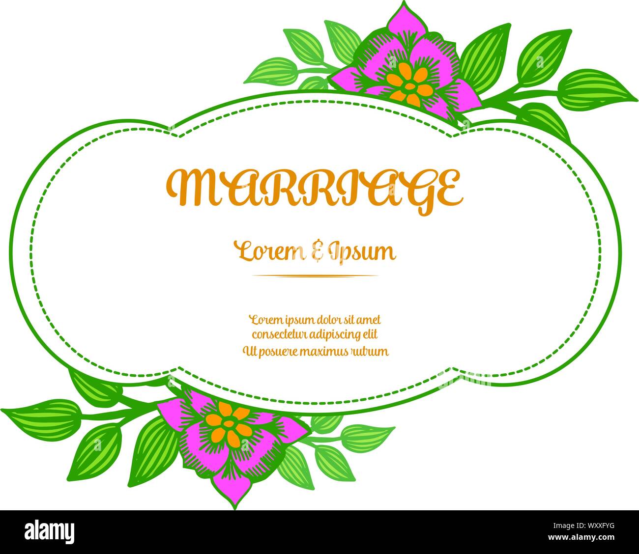 Backgroun marriage with wallpaper of colorful floral frame. Vector ...