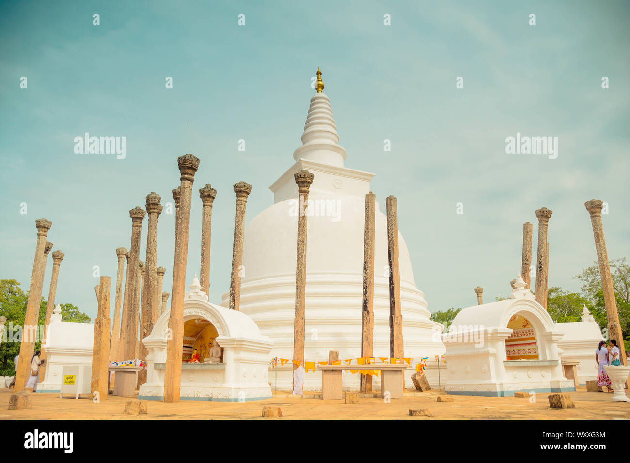 Ancient Buddhist building with ornaments and sculptures Anu radhapura ...
