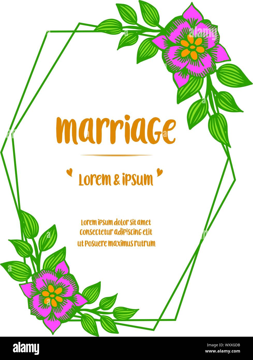Colorful floral frame, for vintage card design of marriage, isolated on ...