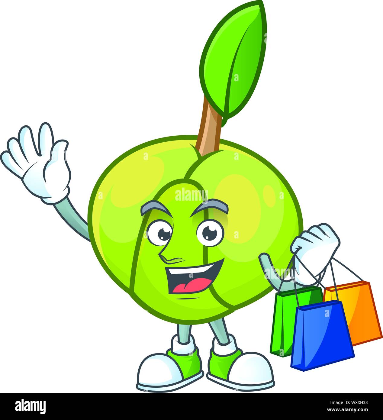 Shopping sweet elephant apple cartoon with mascot Stock Vector Image ...