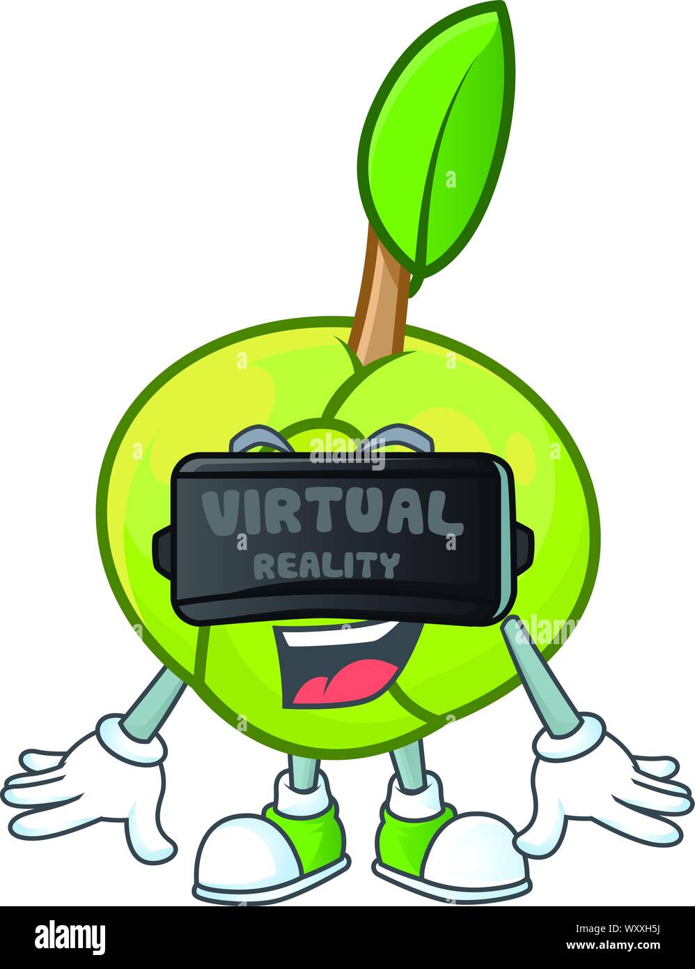 Virtual reality elephant apple cartoon on white background Stock Vector ...