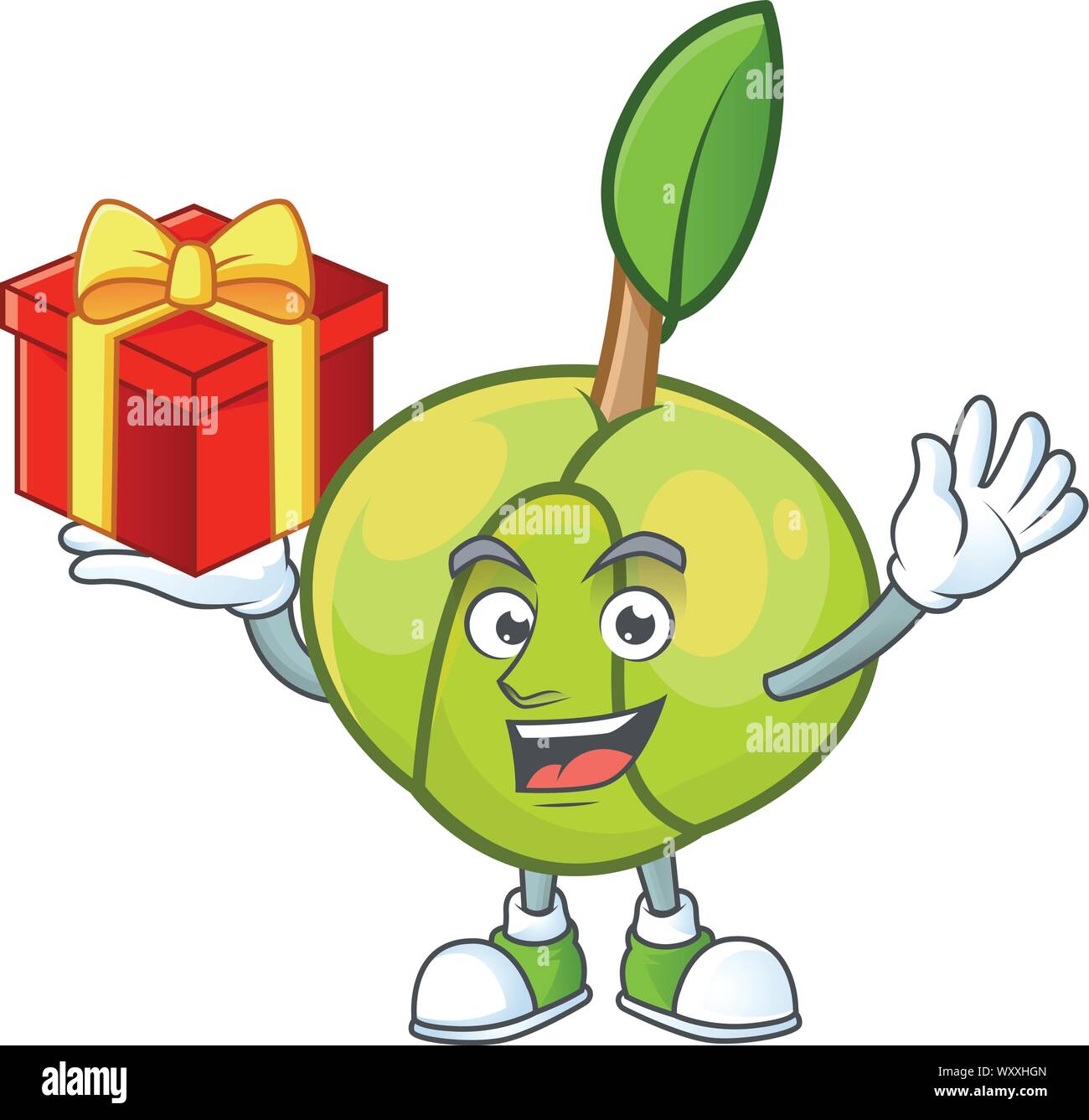Bring gift fruit elephant apple cartoon mascot style Stock Vector Image ...