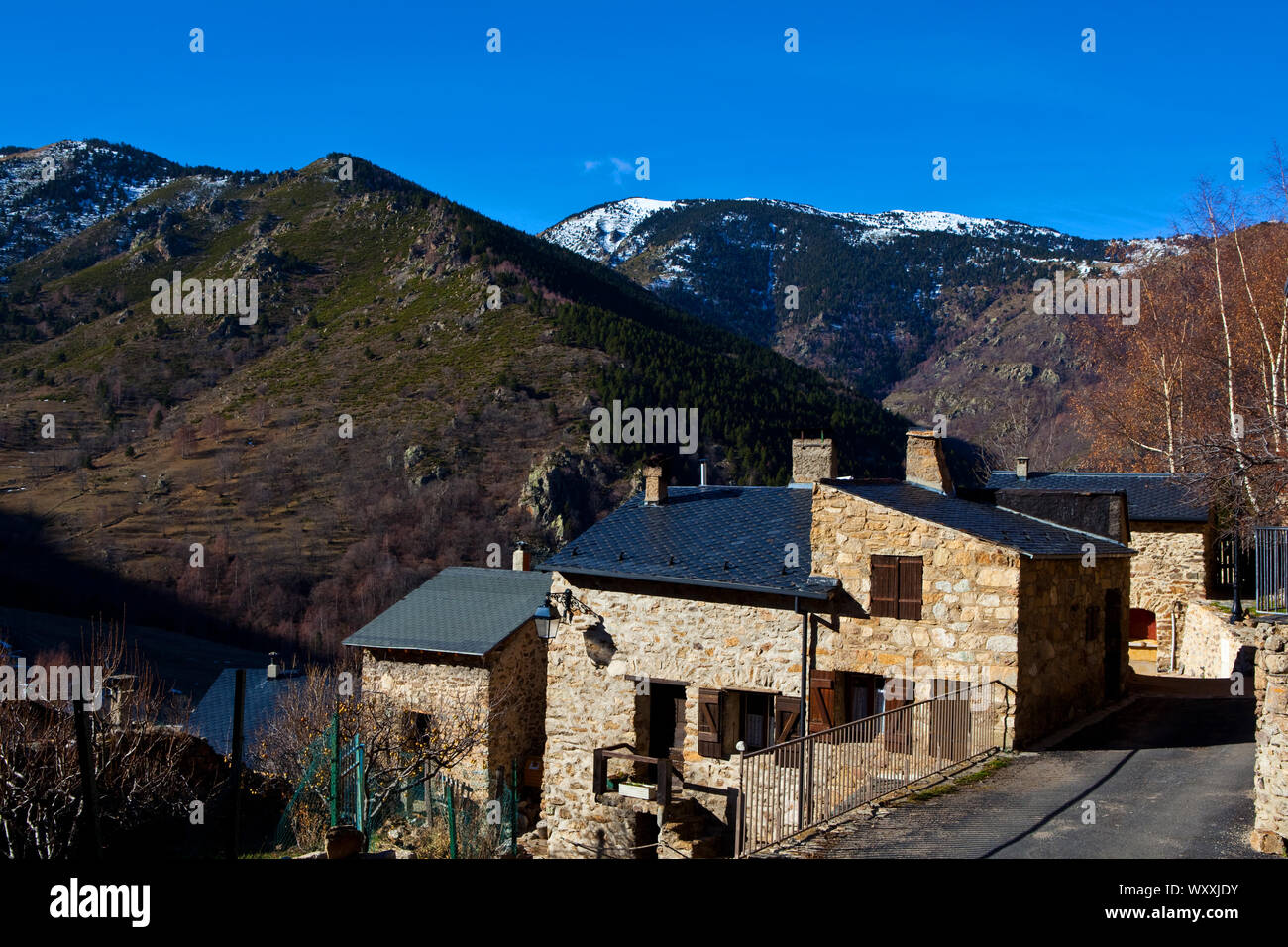 The remote mountain village of Mantet, in the French Pyrenees ...