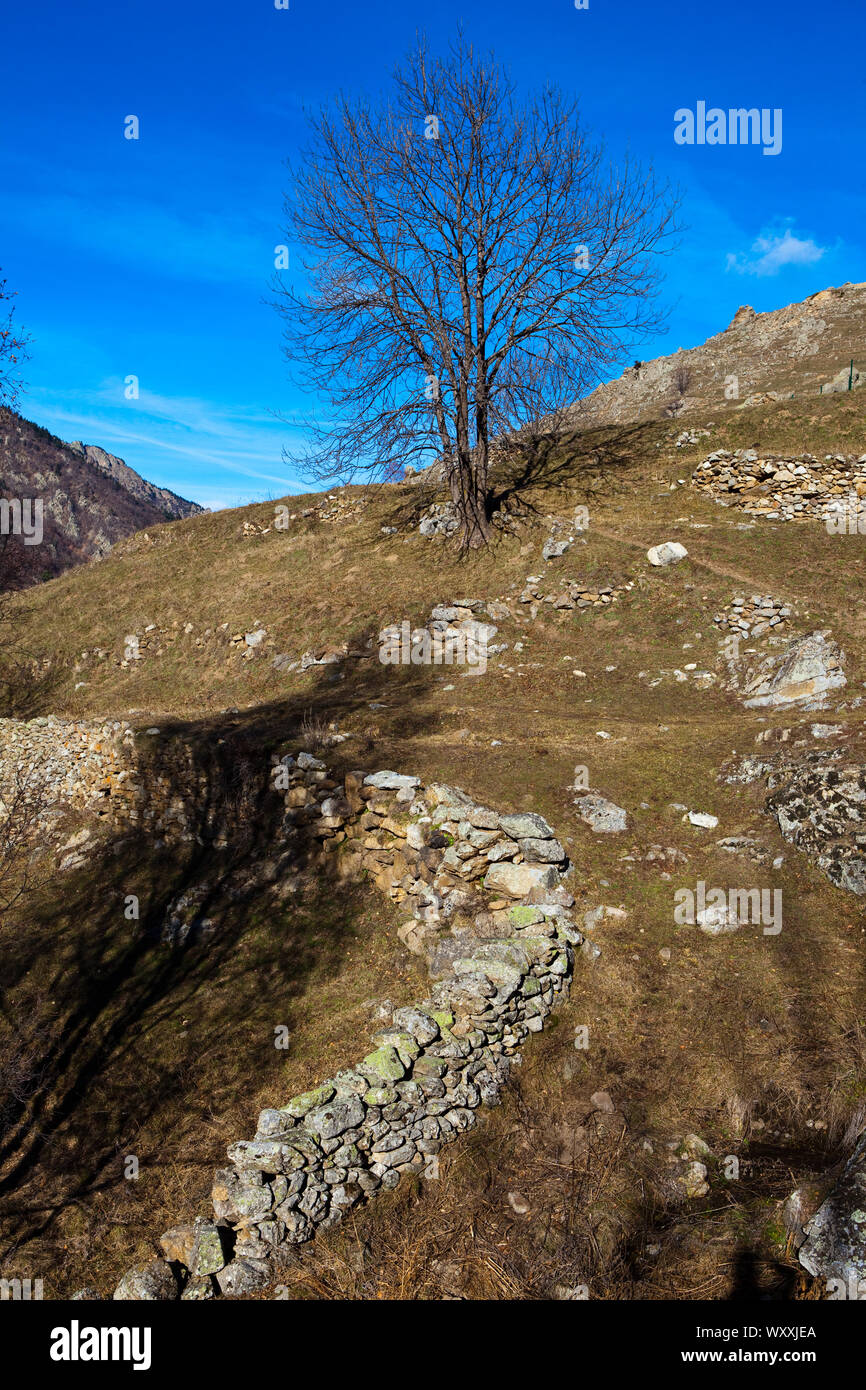The remote mountain village of Mantet, in the French Pyrenees ...