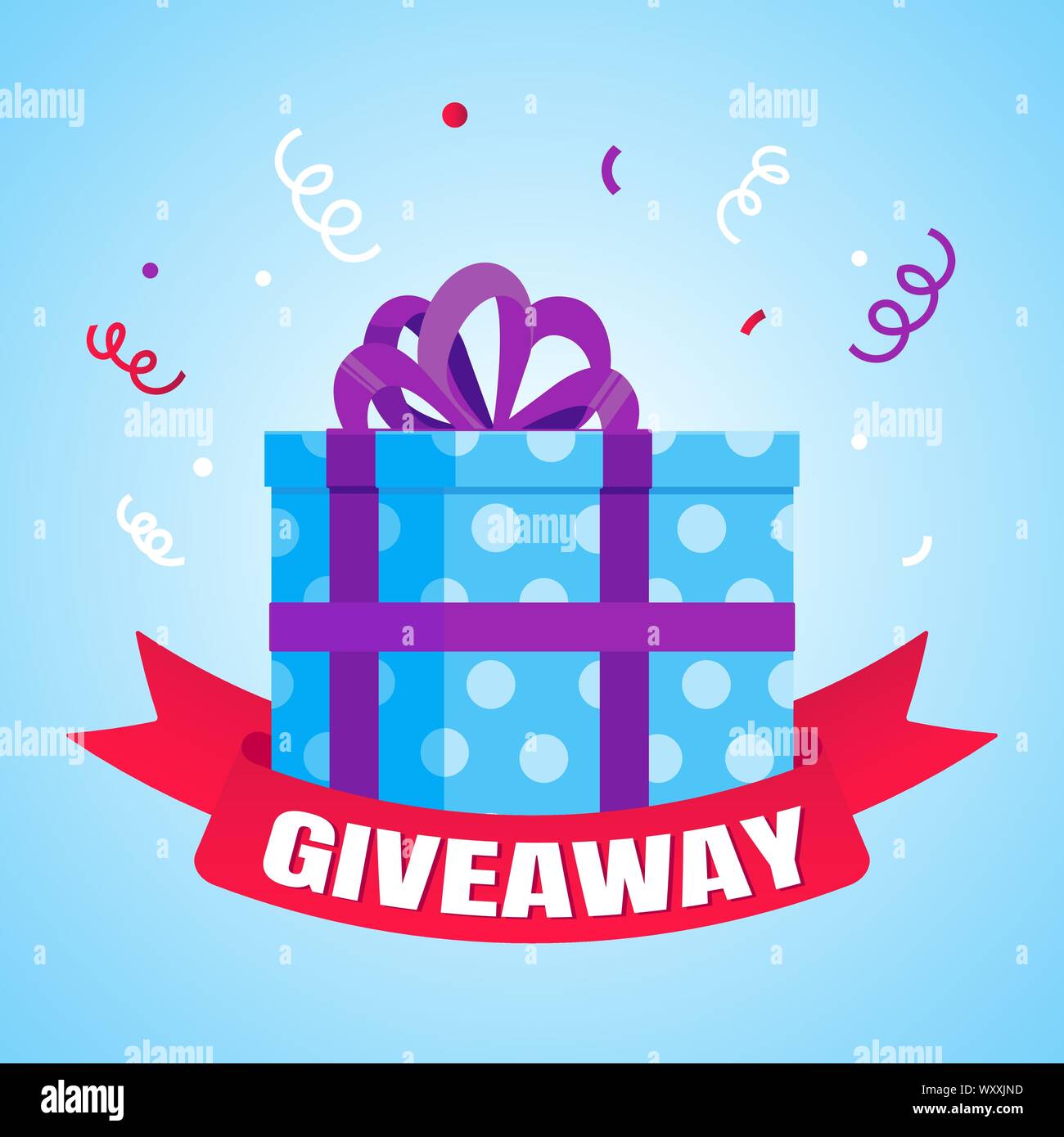 Giveaway gift concept for winners in social medias flat style design ...