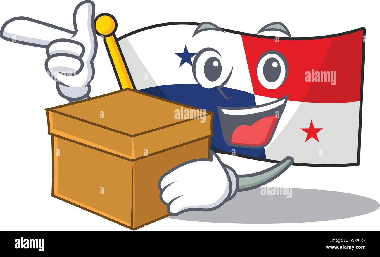 With box flag panama character shaped with cartoon Stock Vector Image ...