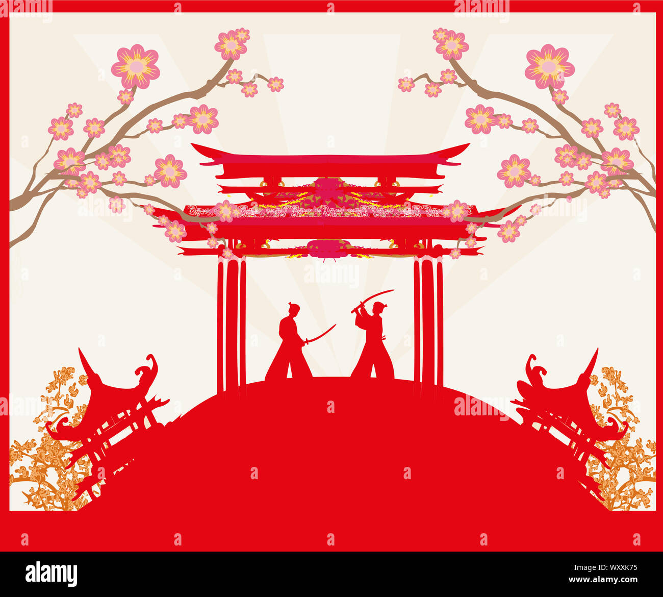 Japanese Samurai fighter - card Stock Photo - Alamy