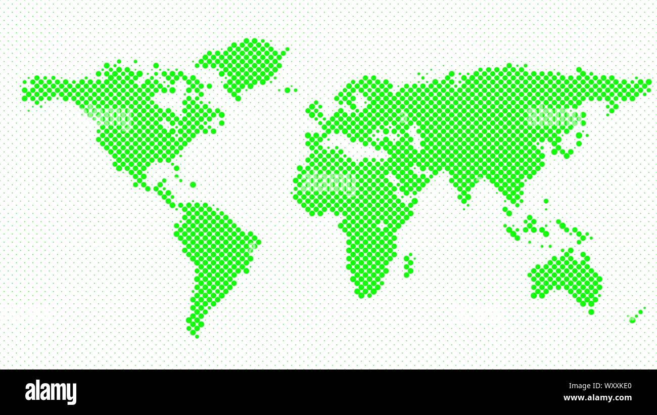 Halftone world map background - vector dot pattern graphic Stock Vector ...