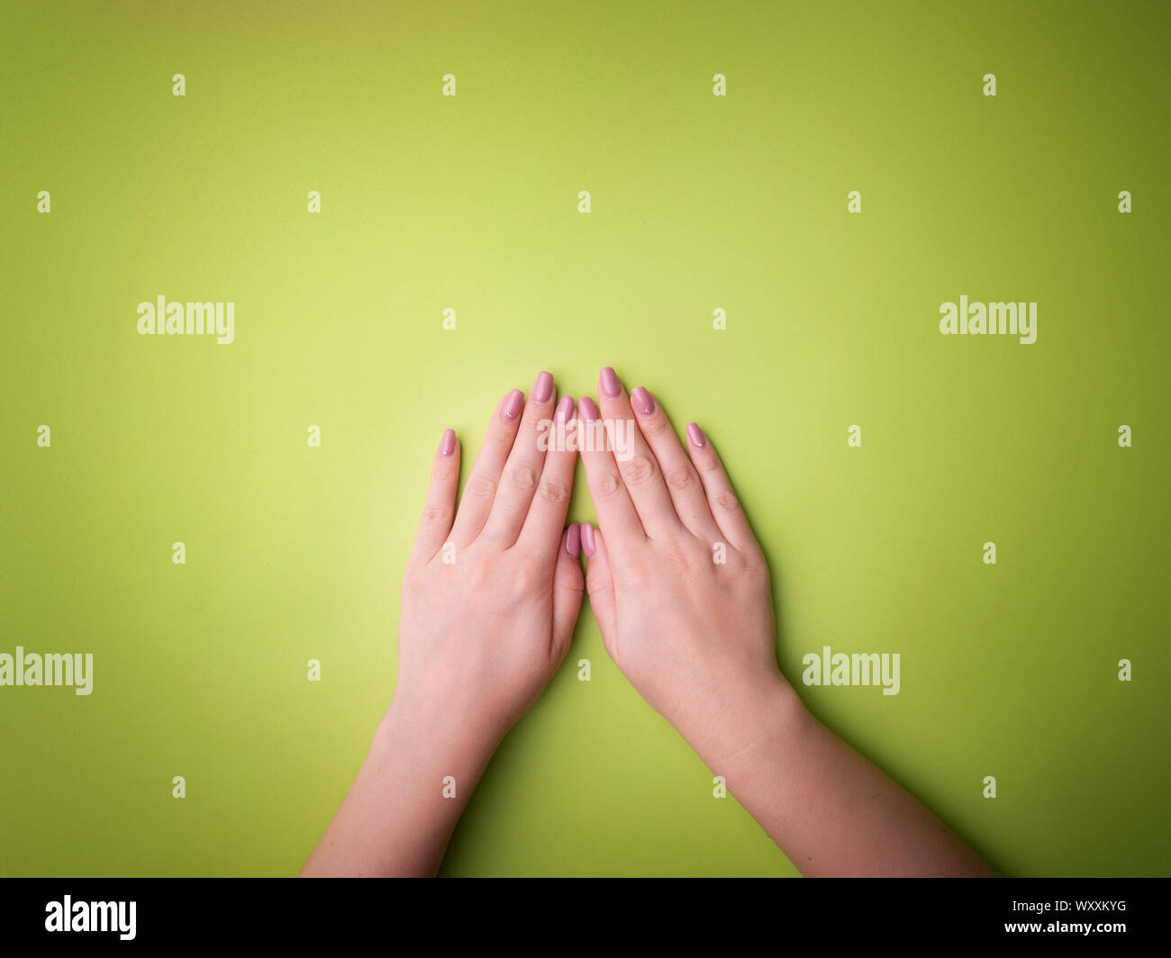 Fashion, female hands with manicure, nail care, concept of healthy skin ...