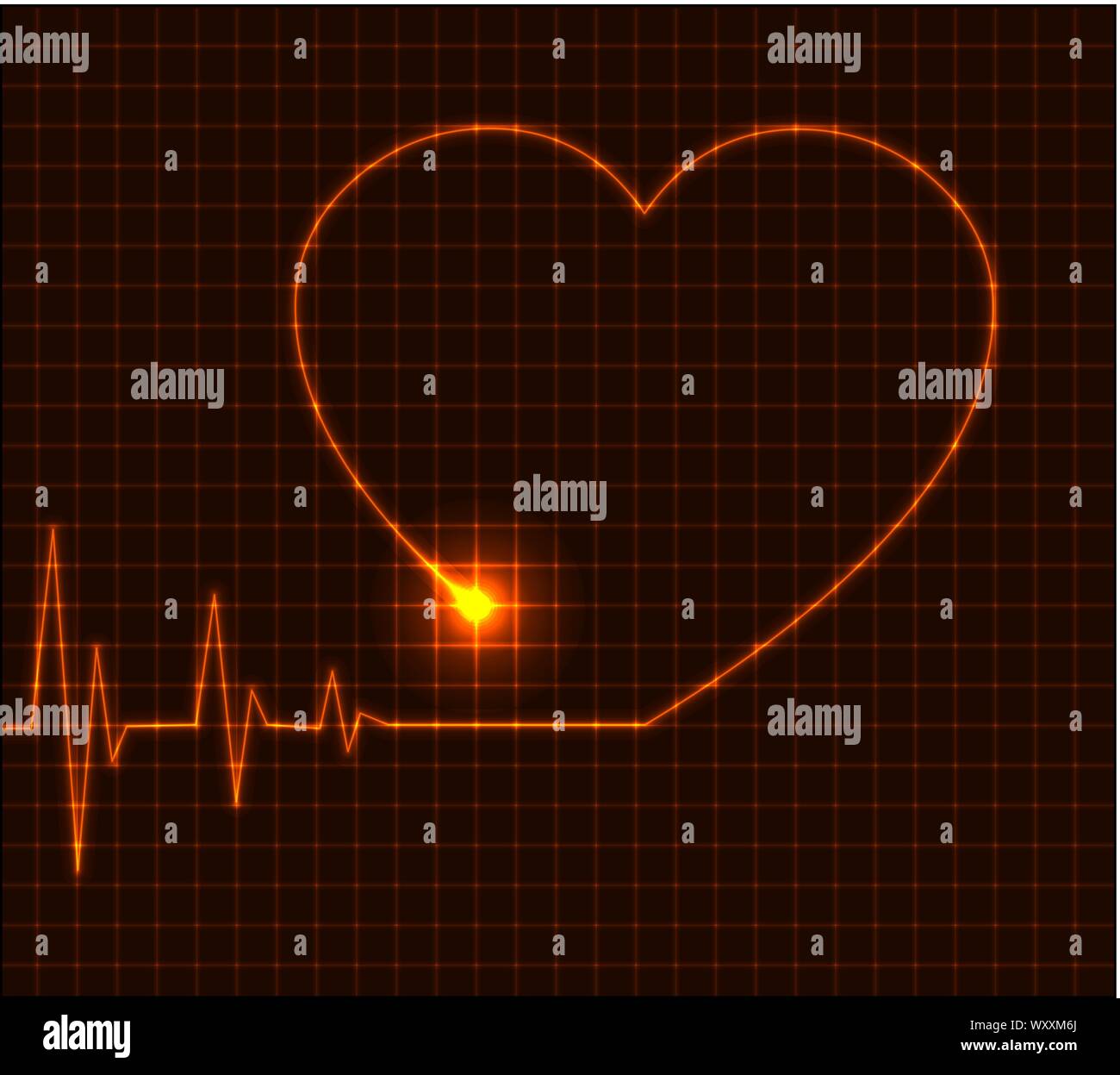Abstract heart cardiogram illustration - red vector Stock Vector Image ...