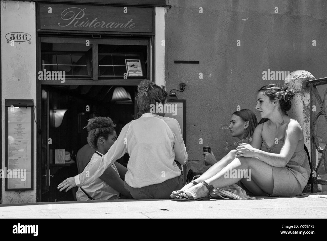 Girls restaurant Black and White Stock Photos & Images - Alamy