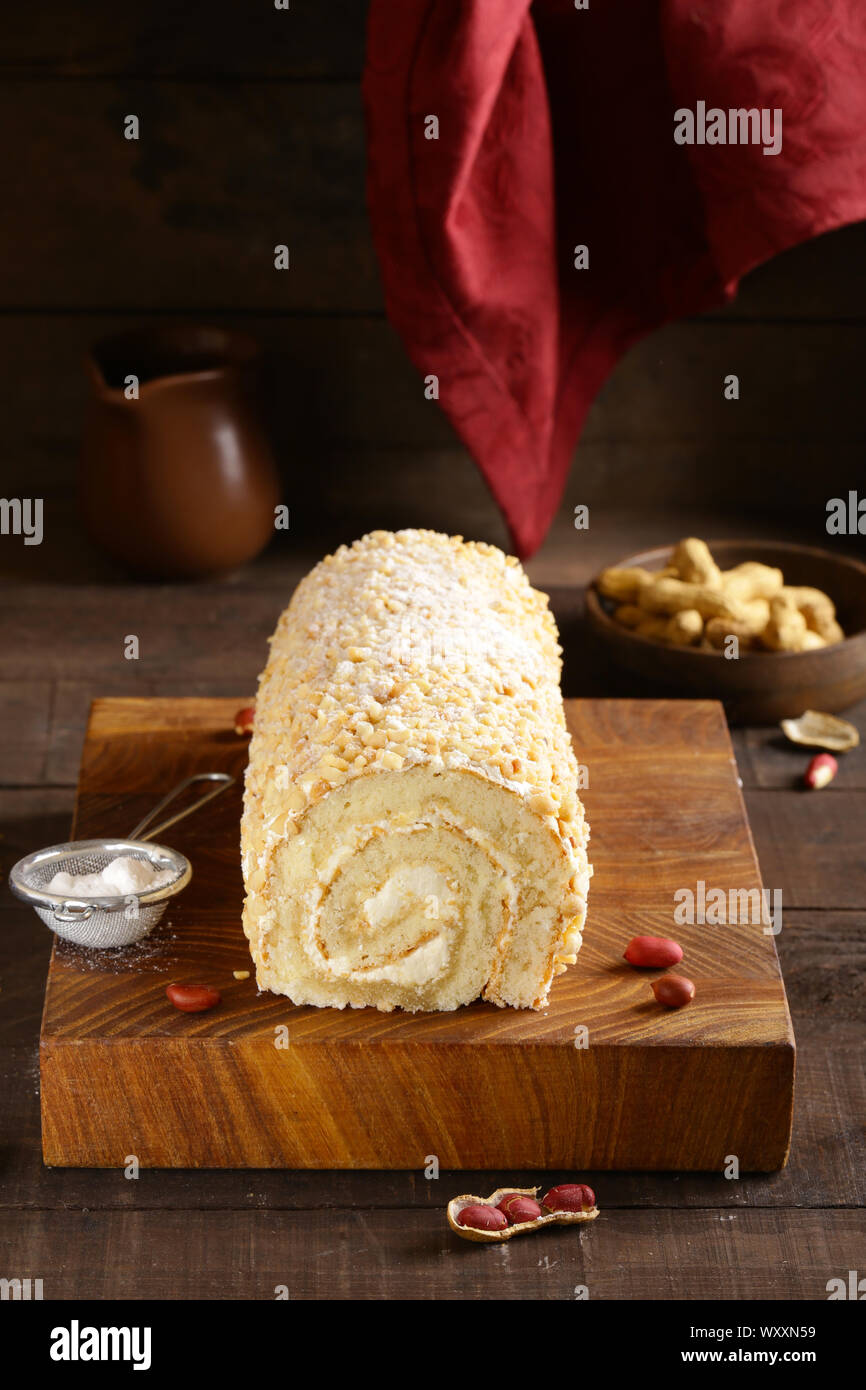 homemade biscuit roll with peanuts Stock Photo - Alamy