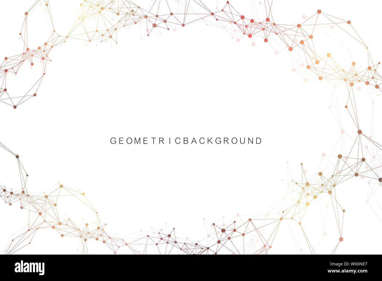 Geometric abstract background with connected line and dots. Network and ...