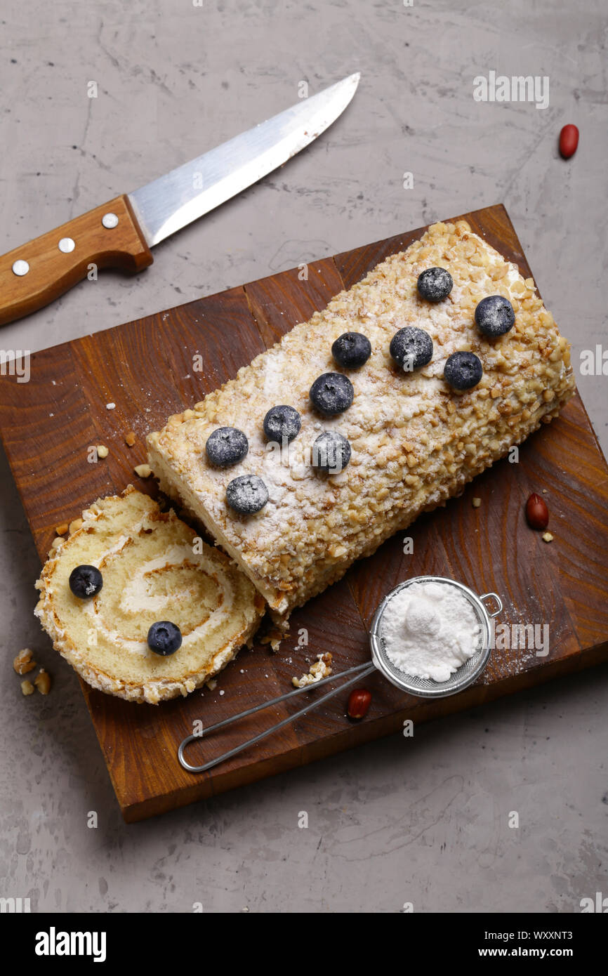 homemade biscuit roll with peanuts Stock Photo - Alamy
