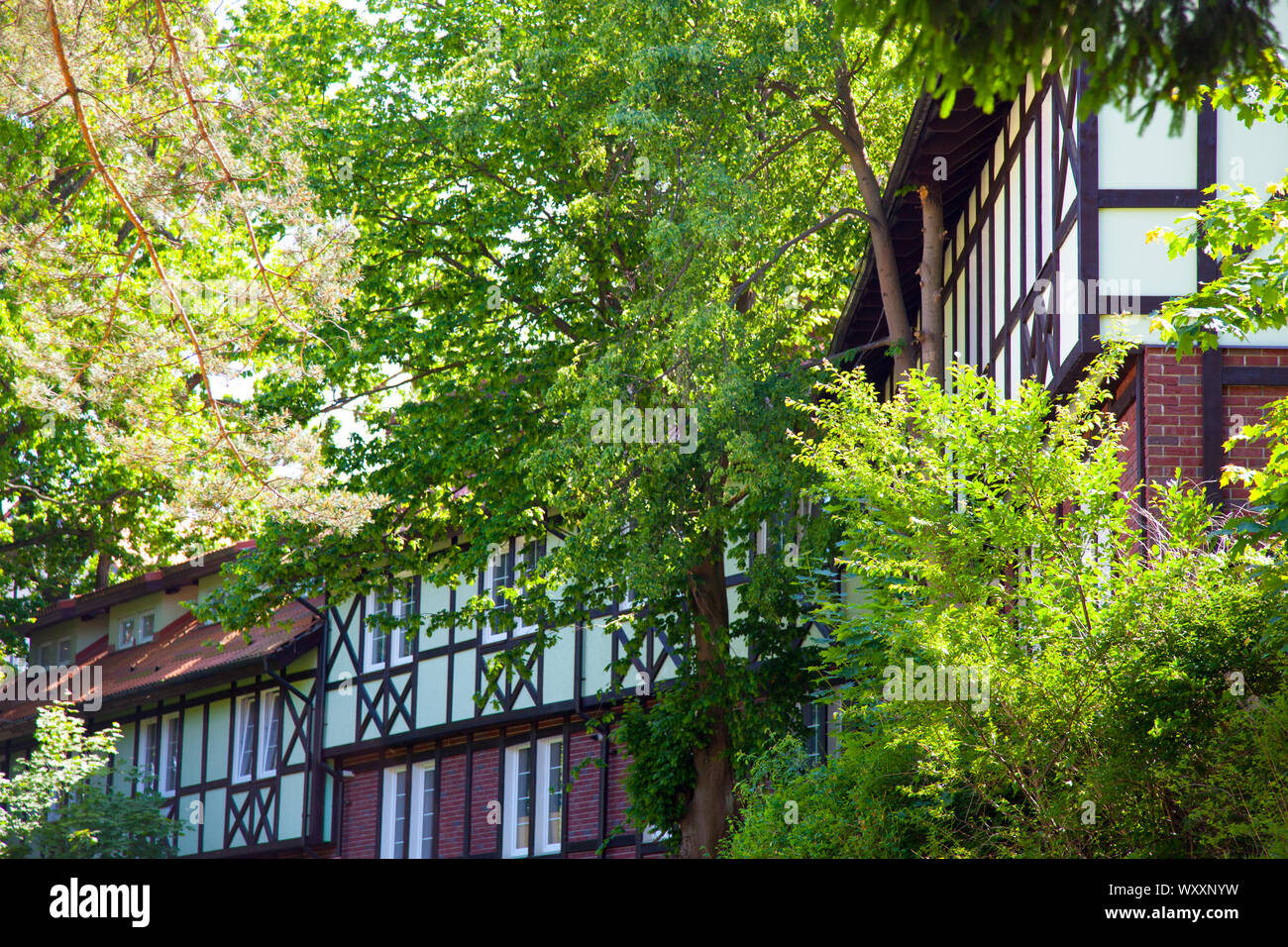 Old half-timbered house. Side view Stock Photo - Alamy