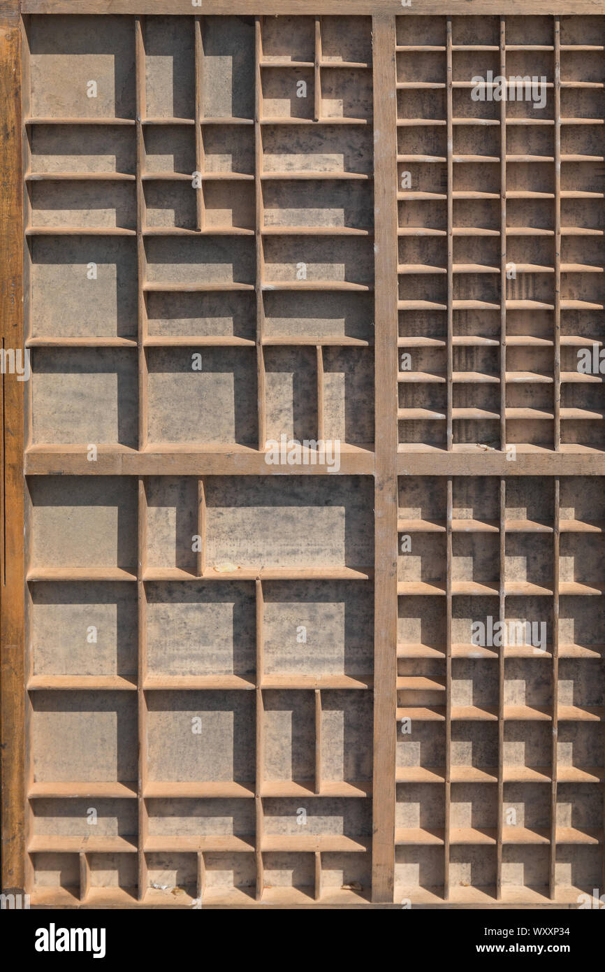 One Big Wooden Retro Printer Drawer Shelf Stock Photo - Alamy