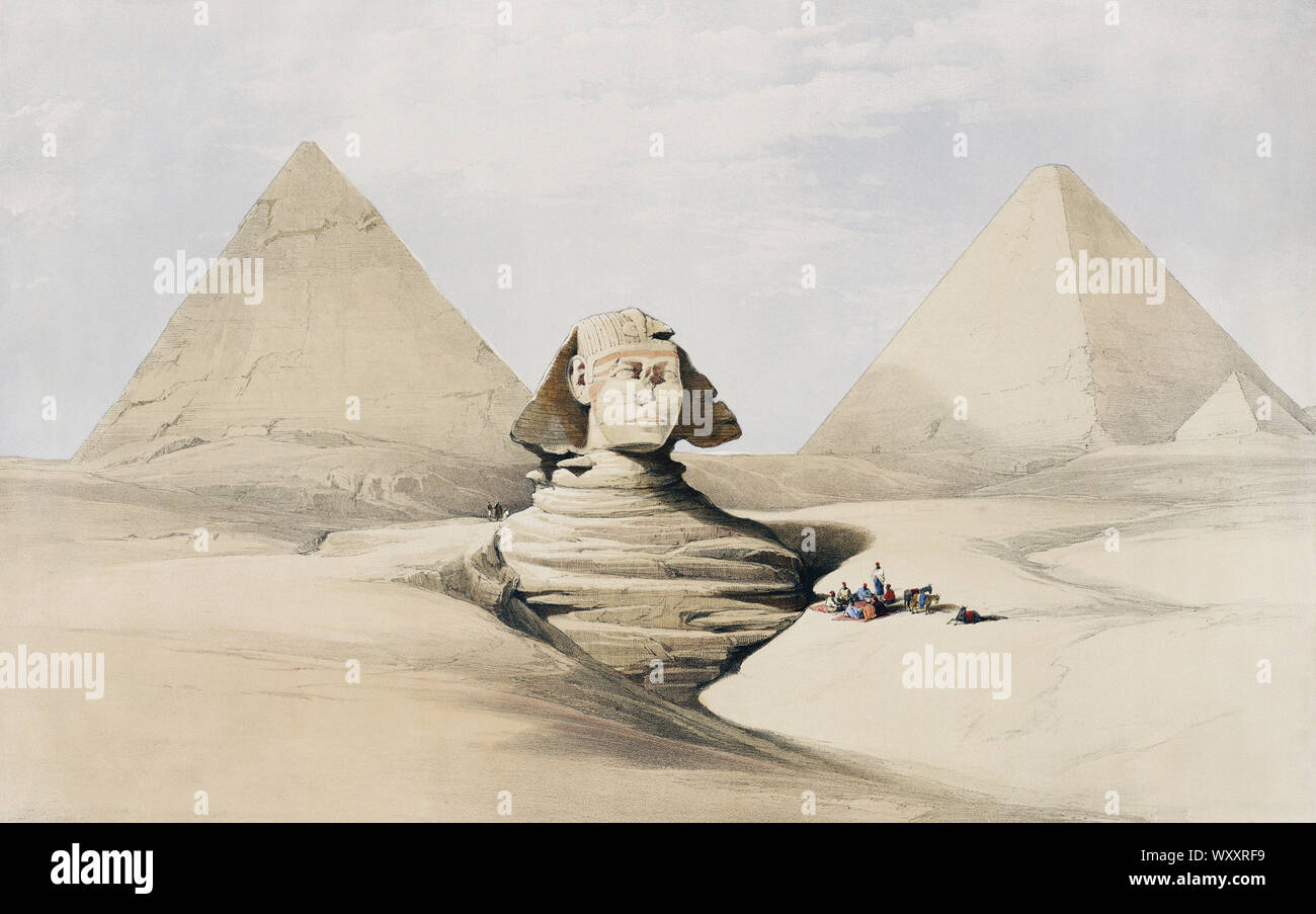 David Roberts 1796 - 1864 - The Great Sphinx Pyramids Of Gizeh Giza ...