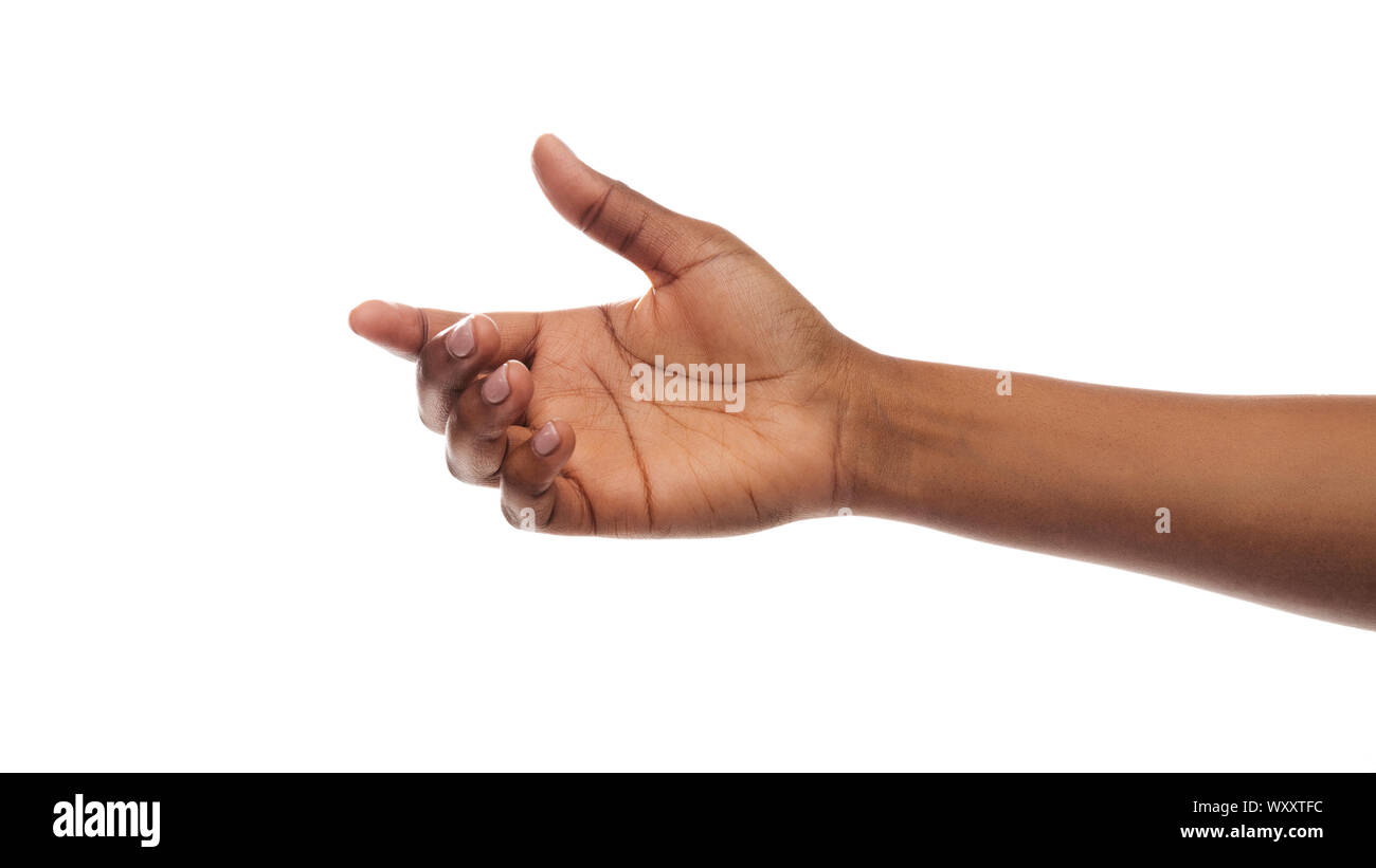 Black female helping hand on white background Stock Photo - Alamy