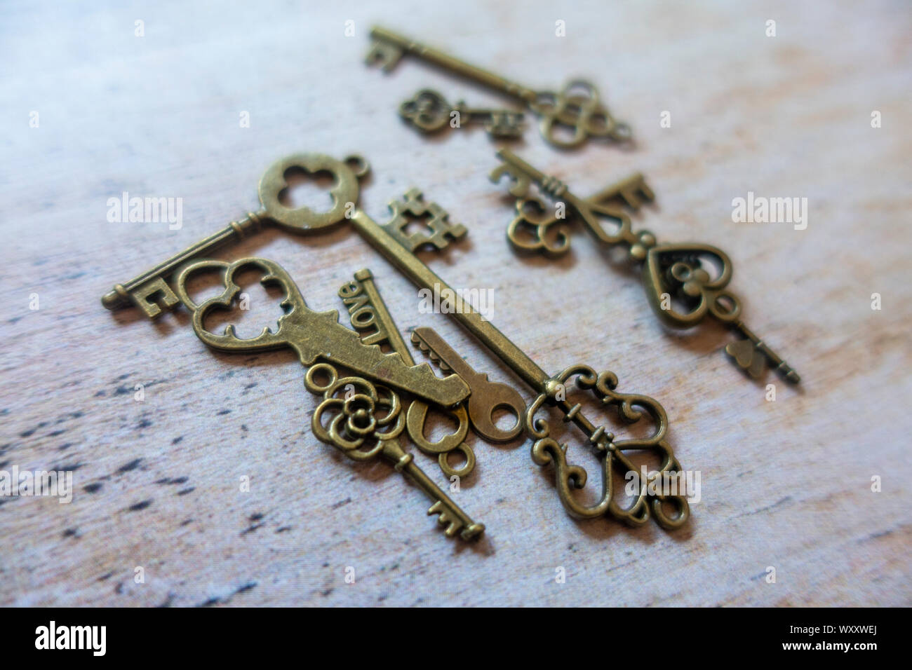 The old golden key of some lock, Spain Stock Photo - Alamy