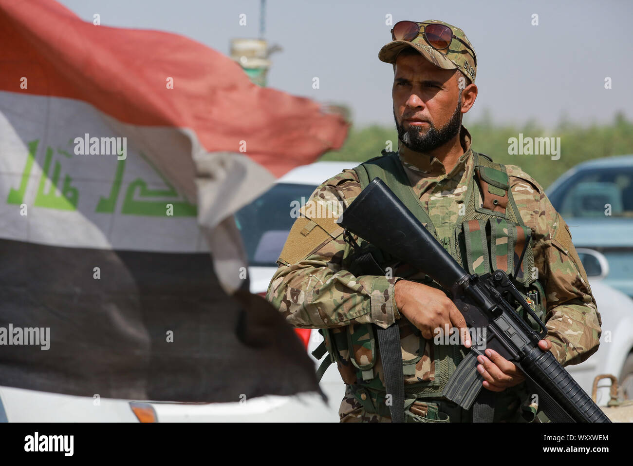 Samarra, Iraq. 18th Sep, 2019. A member of the Peace Companies (Saraya ...