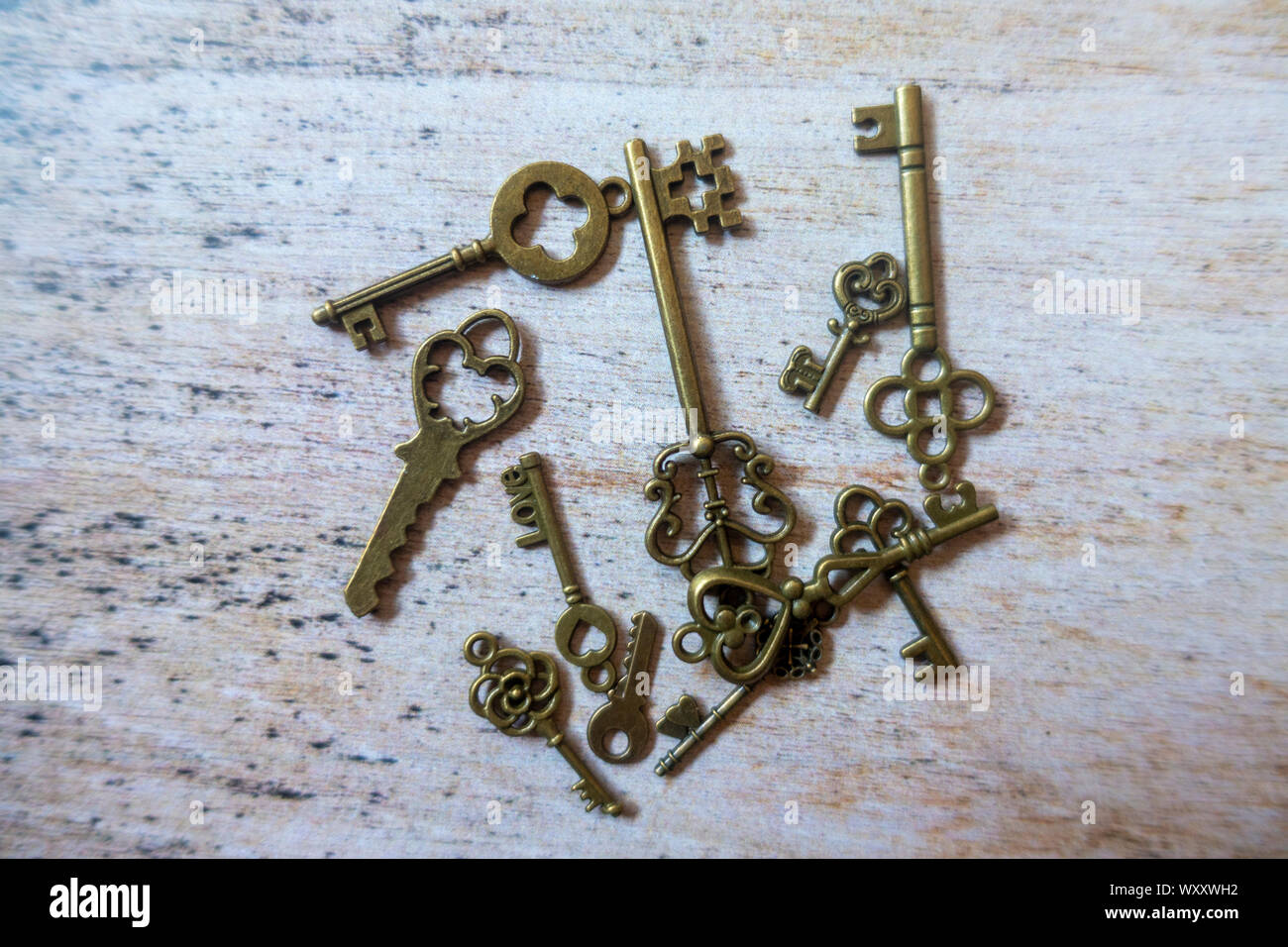 The old golden key of some lock, Spain Stock Photo - Alamy