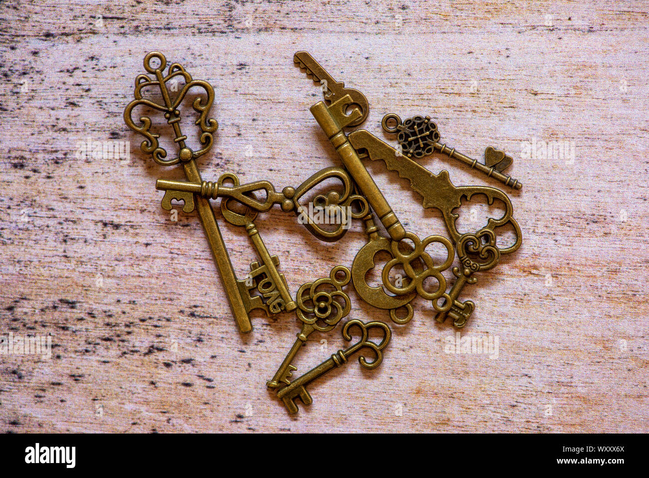 The old golden key of some lock, Spain Stock Photo - Alamy