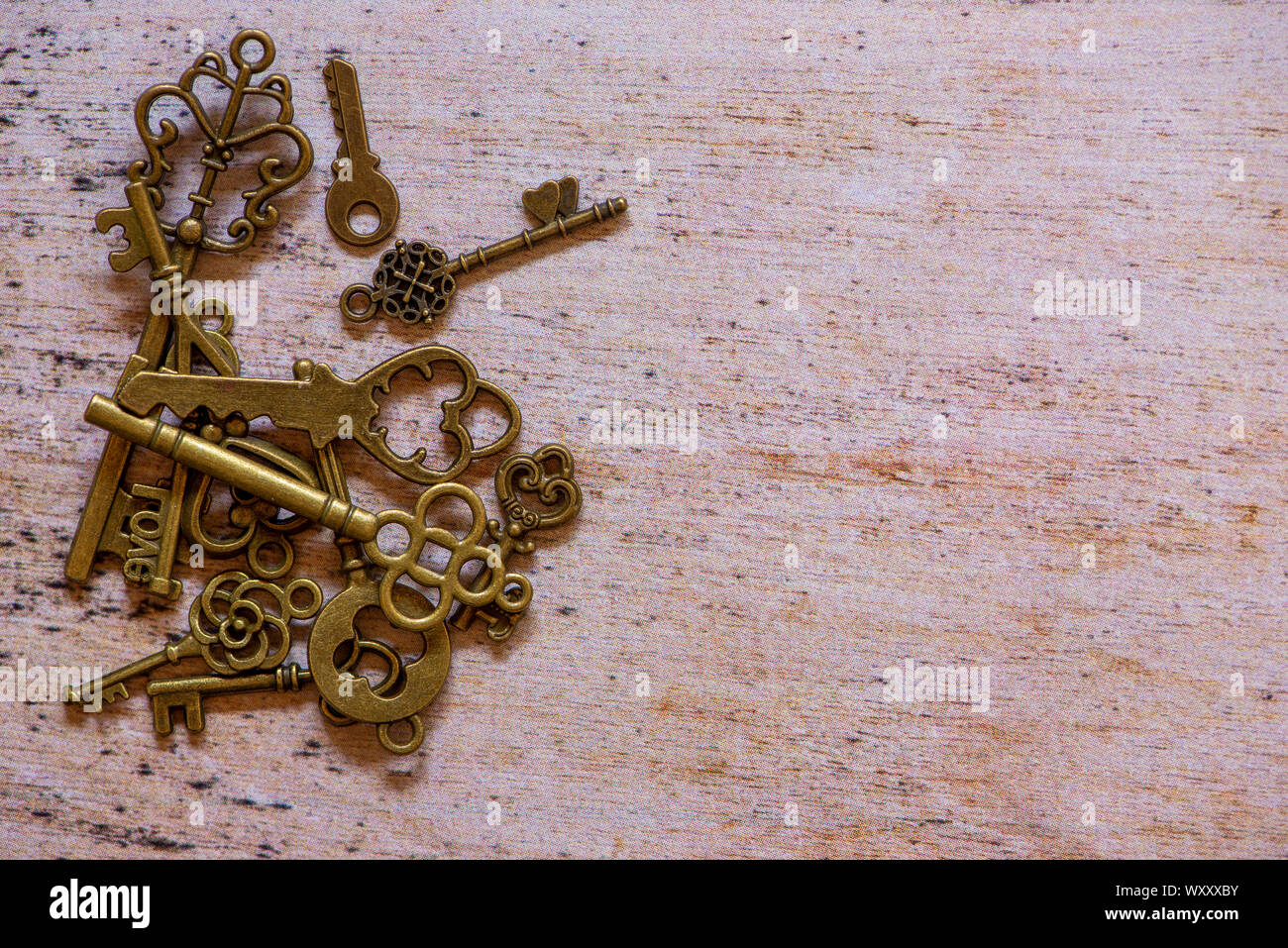 The old golden key of some lock, Spain Stock Photo - Alamy