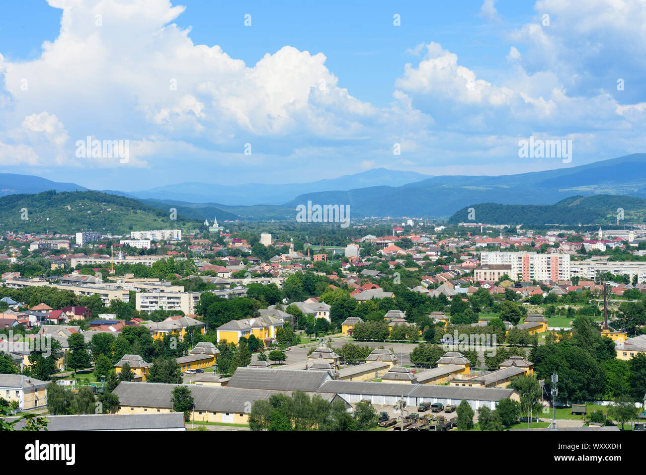 Mukachevo: view from Palanok Castle (Plankenburg) to Mukachevo town in ...