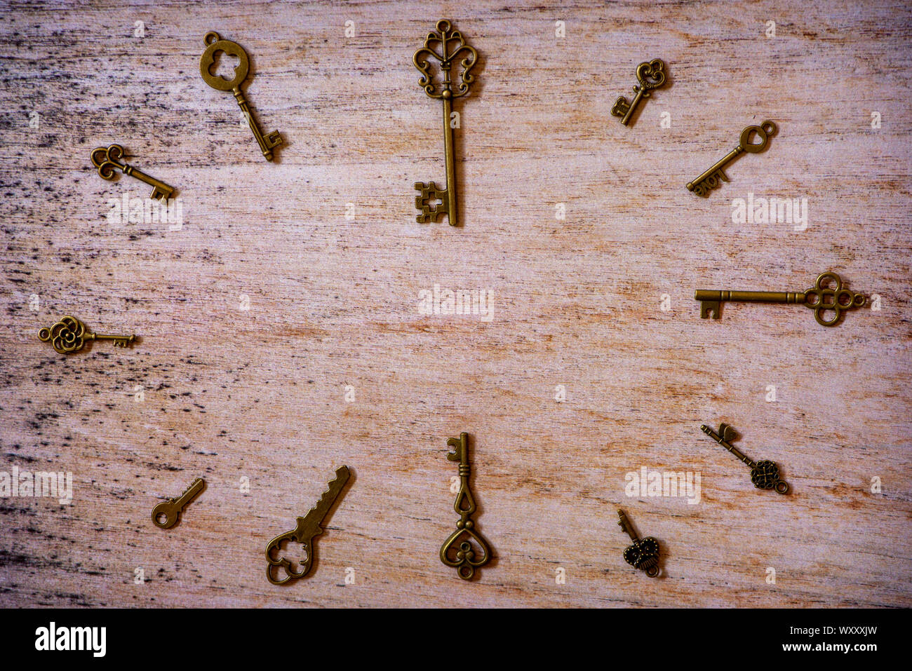 The old golden key of some lock, Spain Stock Photo - Alamy