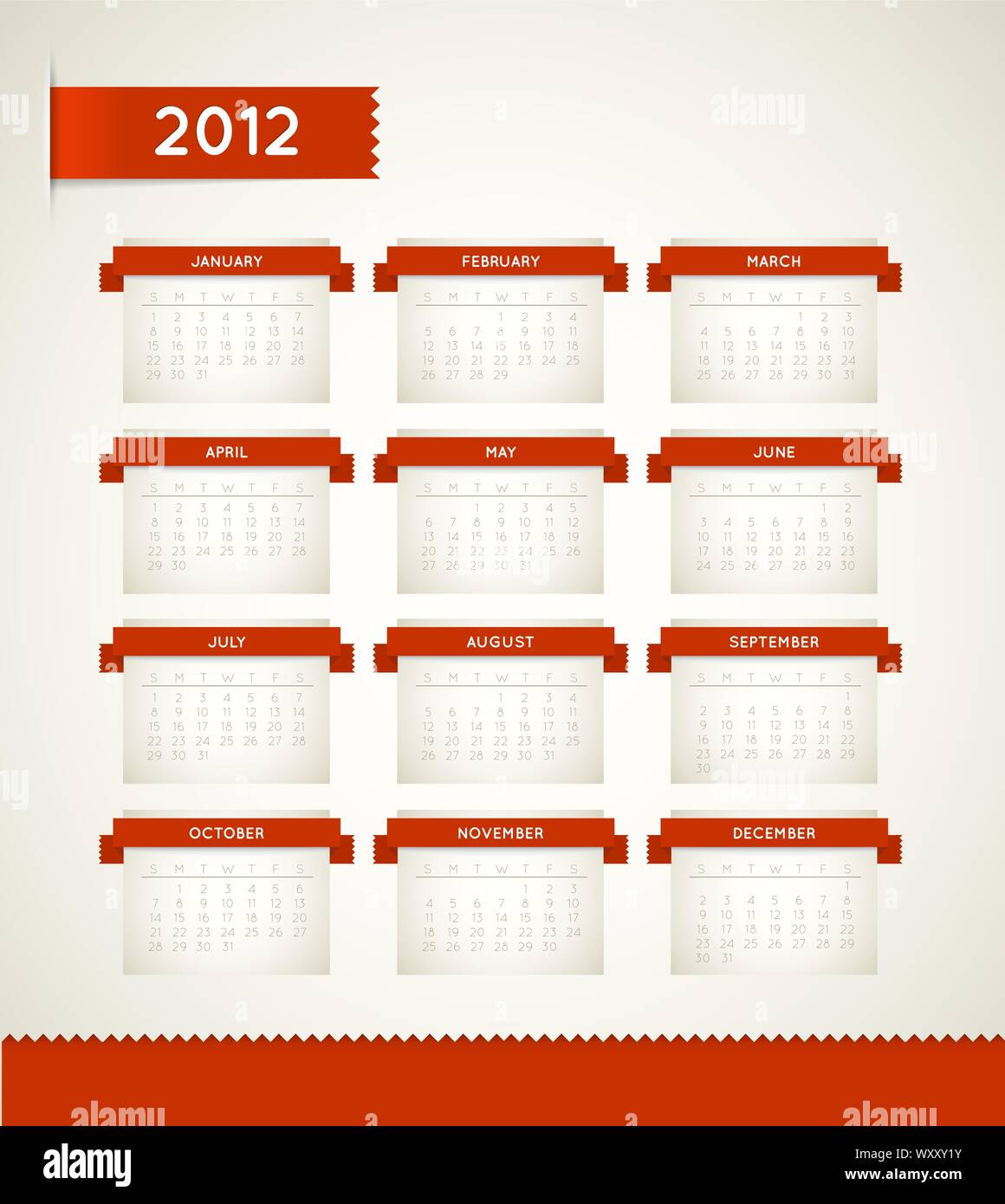 Vector Red Vintage retro calendar Stock Vector Image & Art - Alamy