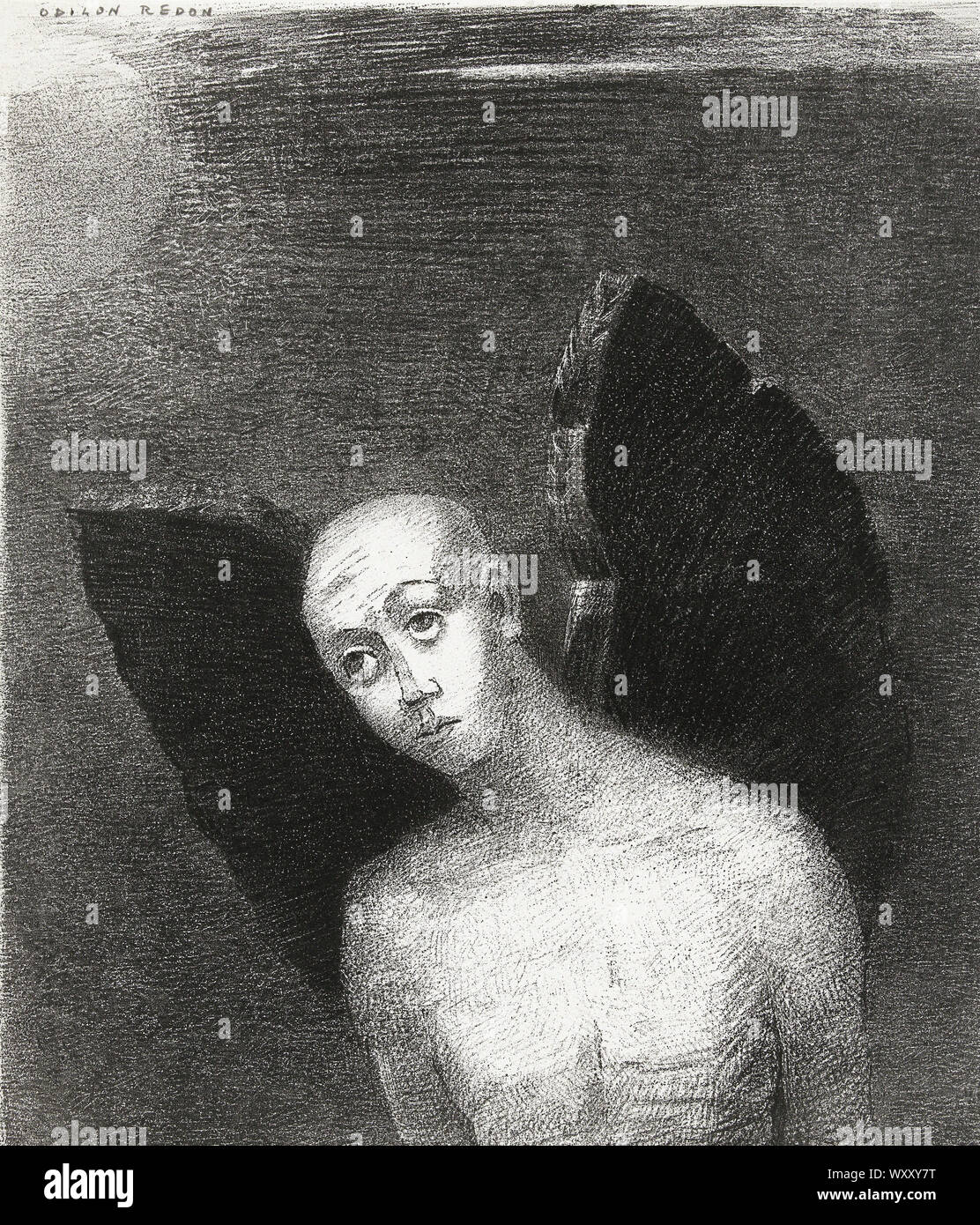Odilon Redon - The Fallen Angel Spreads His Black Wings (1886 Stock ...
