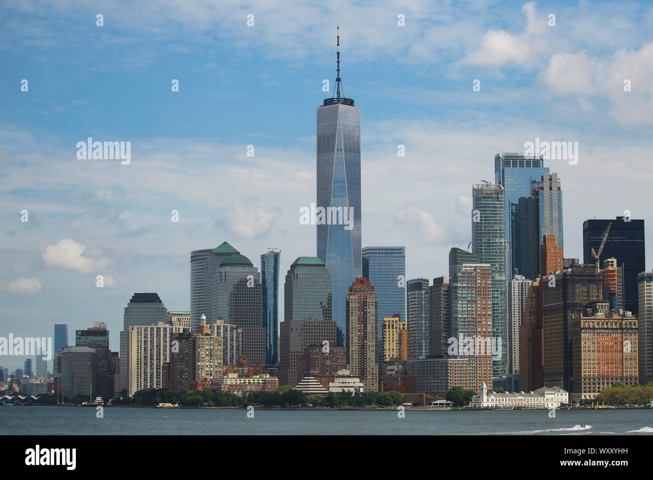 A view of lower Manhattan and One World Trade Center on board the ...