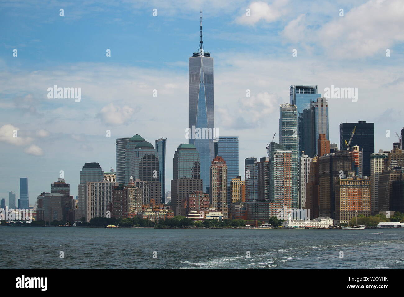 A view of lower Manhattan and One World Trade Center on board the ...