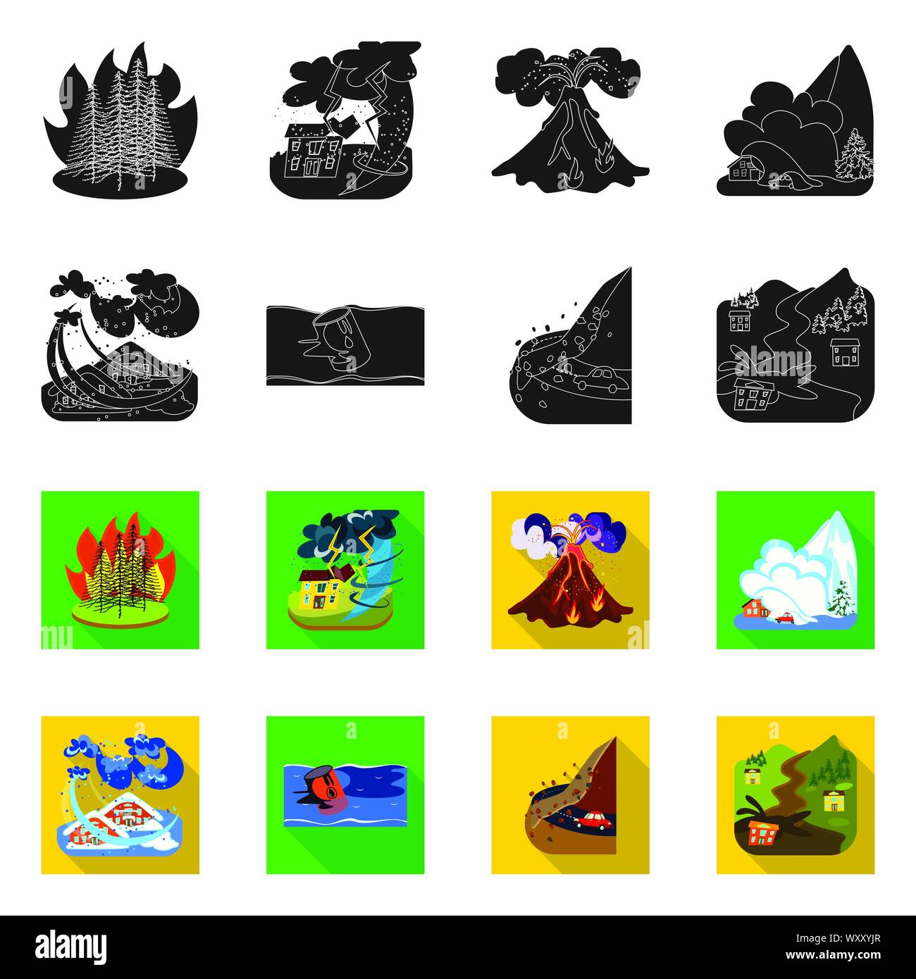 Vector design of weather and distress logo. Set of weather and crash ...