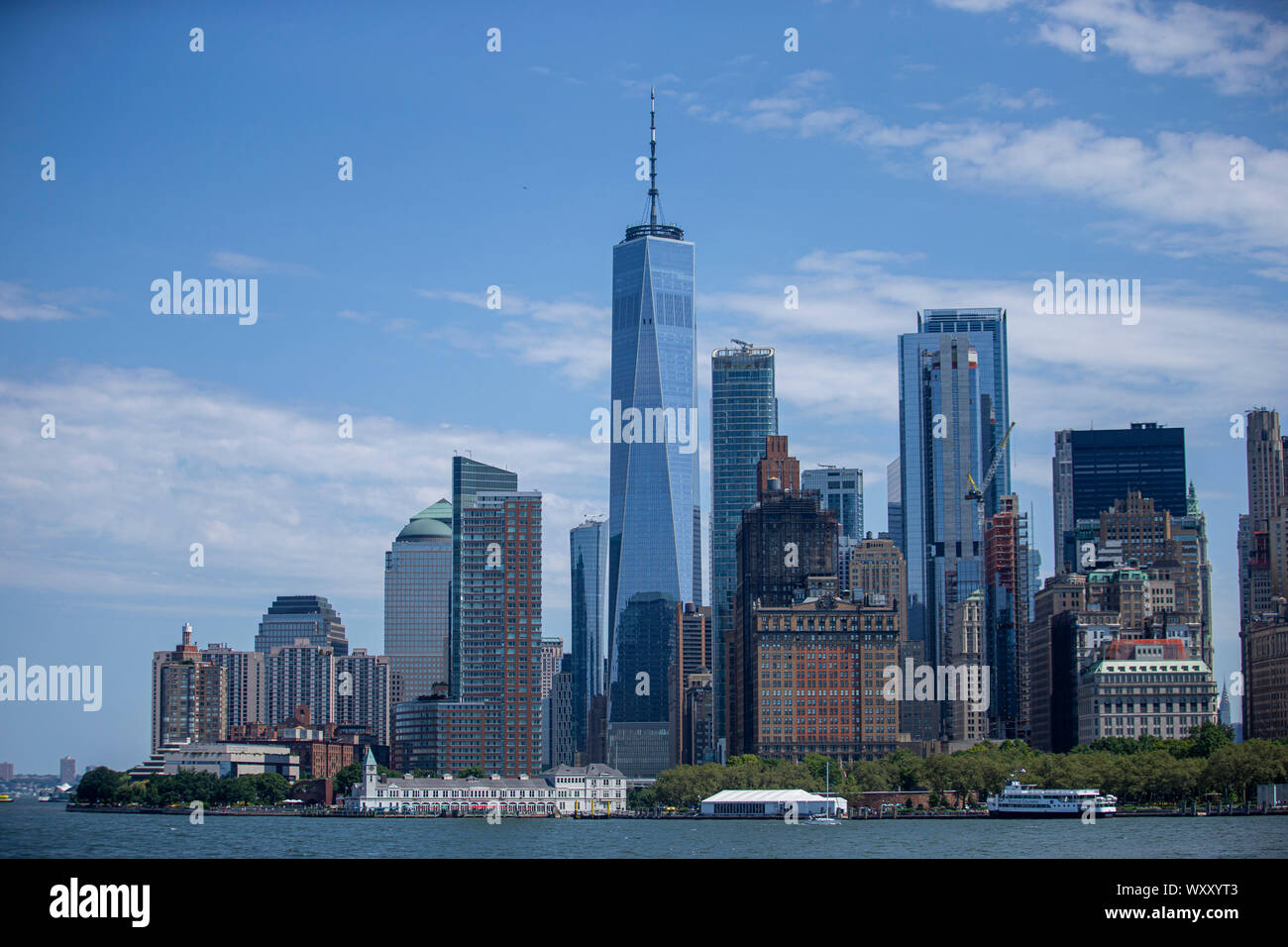 A view of lower Manhattan and One World Trade Center on board the ...
