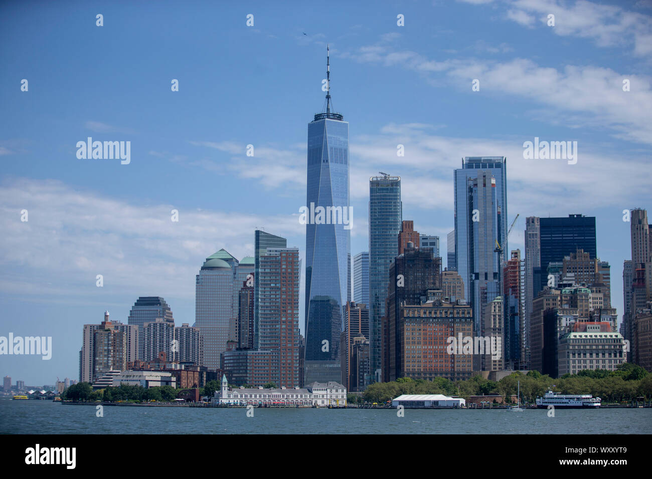A view of lower Manhattan and One World Trade Center on board the ...