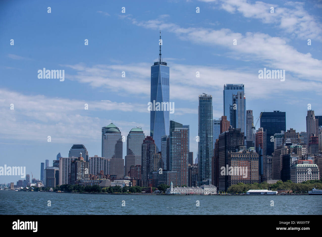 A view of lower Manhattan and One World Trade Center on board the ...