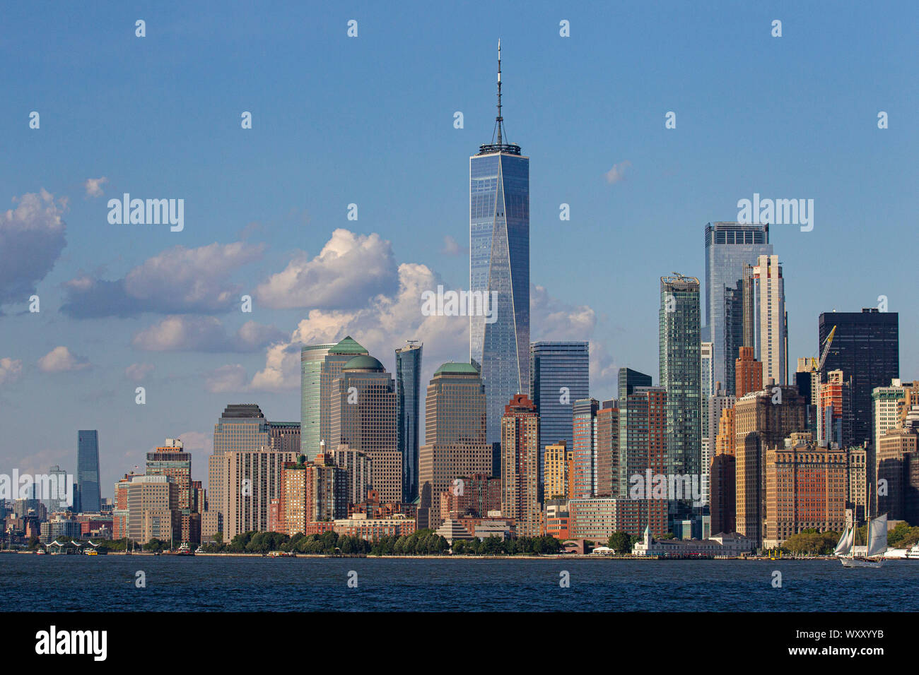 A view of lower Manhattan and One World Trade Center on board the ...