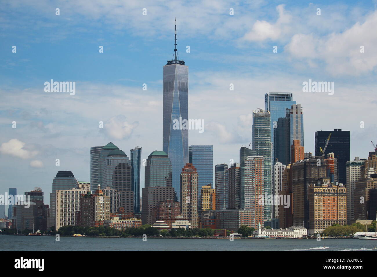 A view of lower Manhattan and One World Trade Center on board the ...