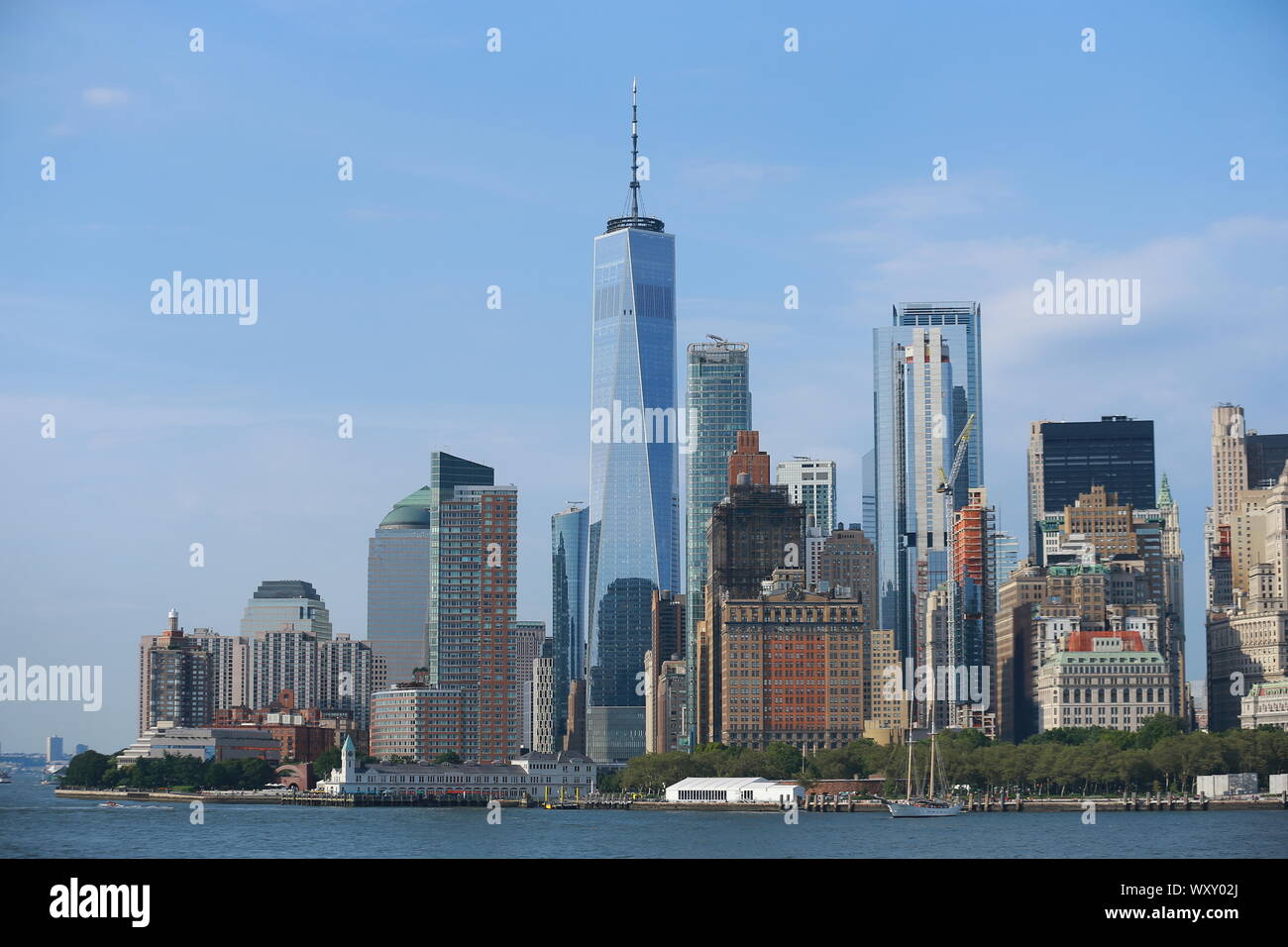 A view of lower Manhattan and One World Trade Center on board the ...