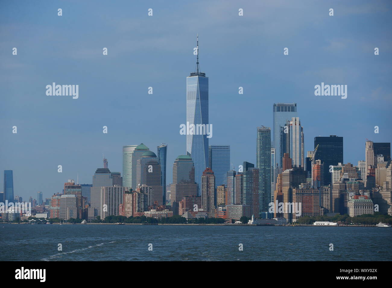 A view of lower Manhattan and One World Trade Center on board the ...