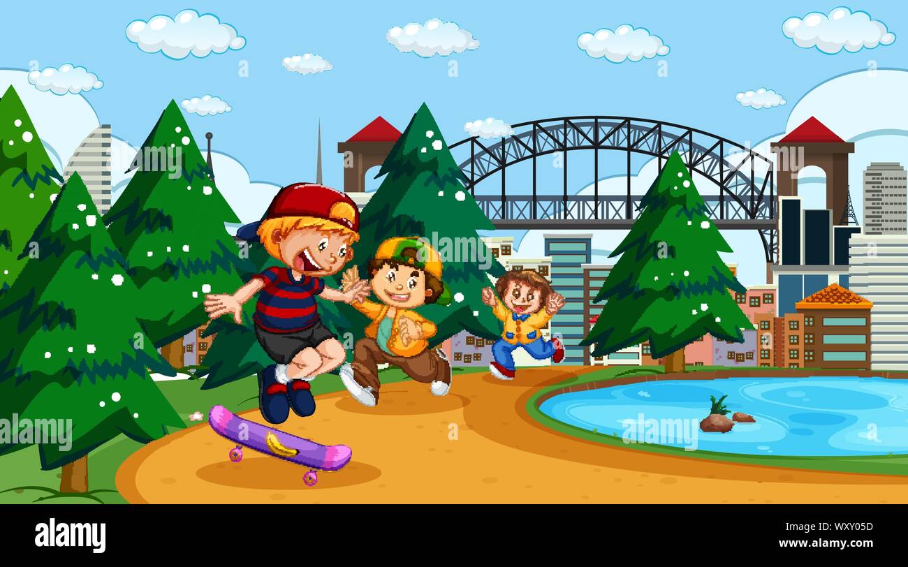 Kids playing water in Stock Vector Images - Alamy