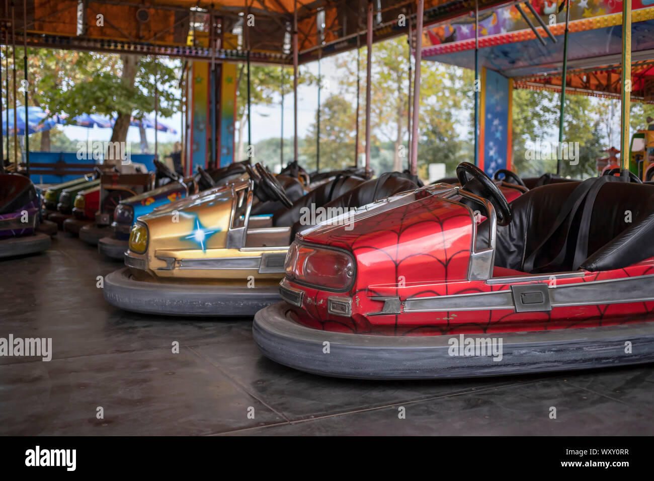 Empty bumper cars amusement park amusement park hi-res stock ...