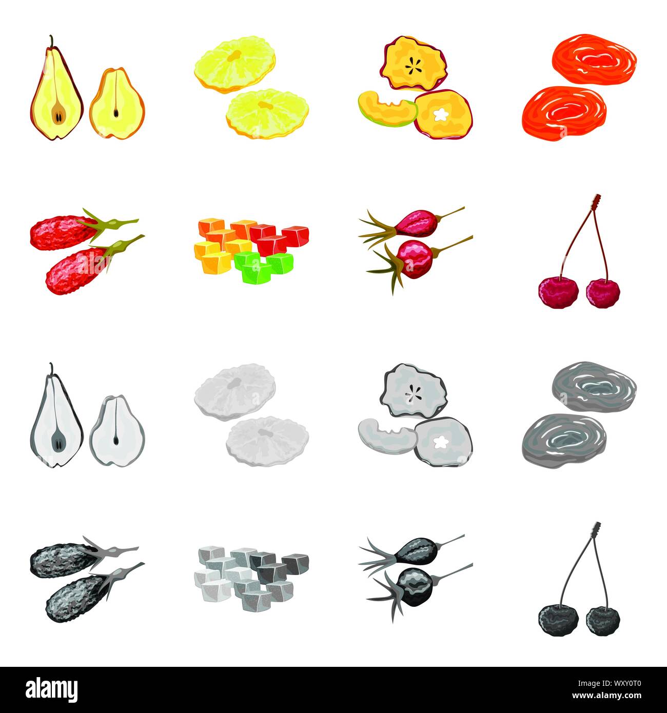 Vector illustration of food and raw symbol. Set of food and nature ...
