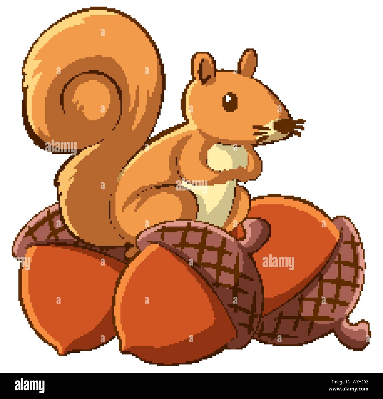 Squirrel with acorns on white background illustration Stock Vector ...