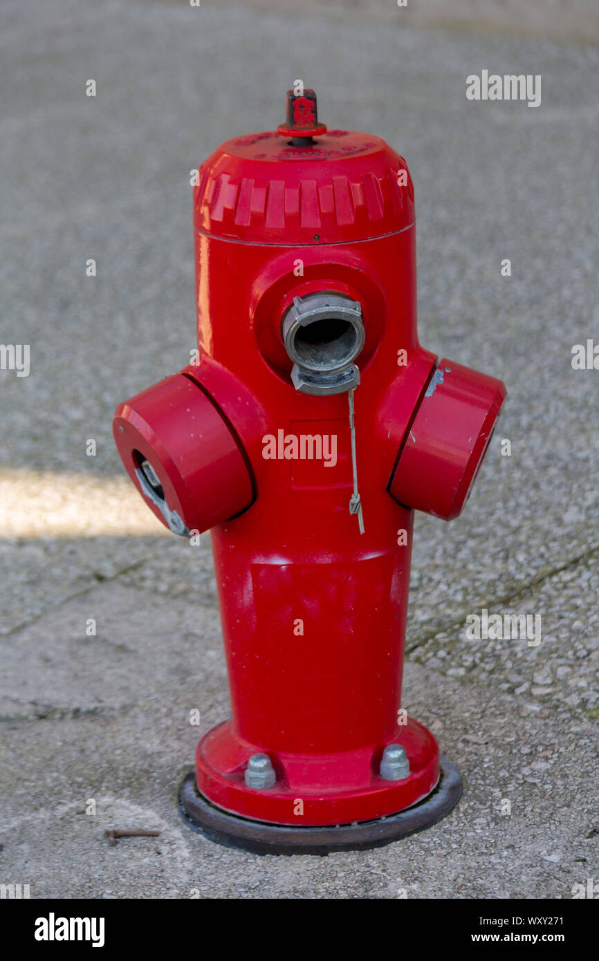Red Fire Hydrant at Street in France Stock Photo - Alamy